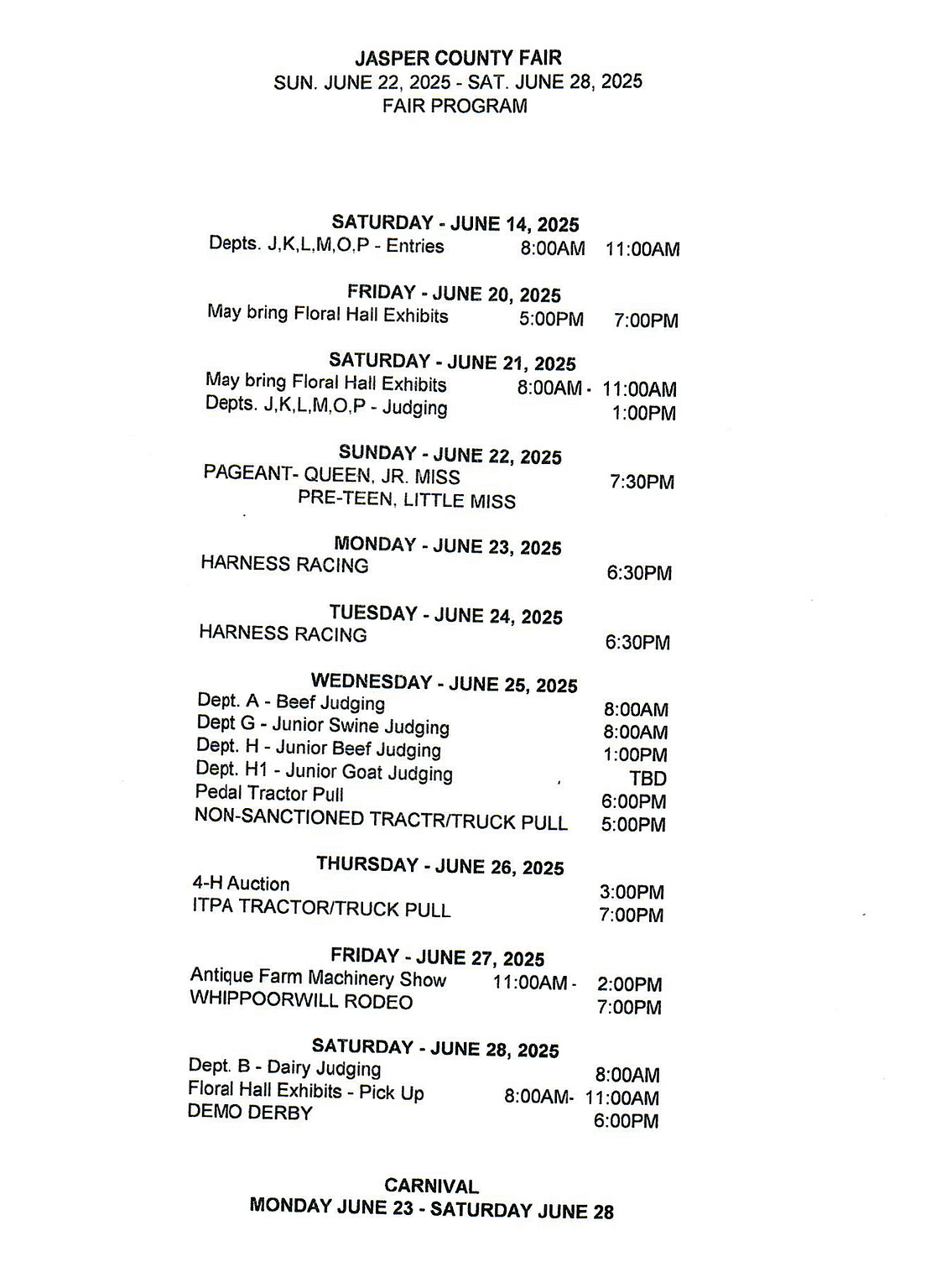 Excitement Builds for the 2025 Jasper County Fair: A Full Week of Fun ...