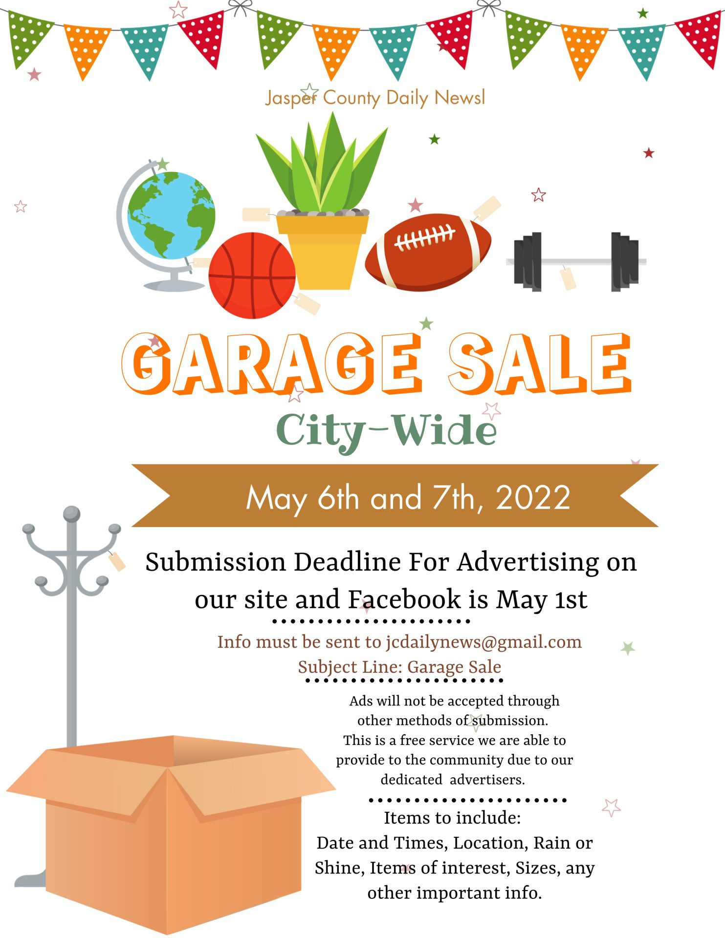 City Wide Garage Sale May 6th and 7th – Jasper County Daily News