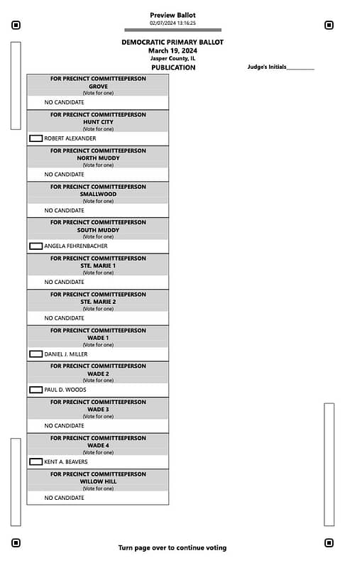 Sample Ballots For March 19th Election Jasper County Daily News