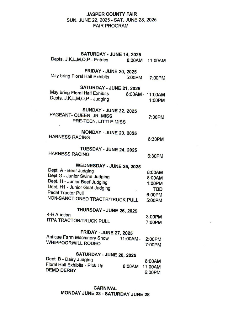 Excitement Builds for the 2025 Jasper County Fair: A Full Week of Fun ...