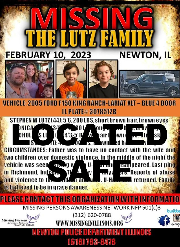 Stephen Lutz Family Located and Found Safe – Jasper County Daily News