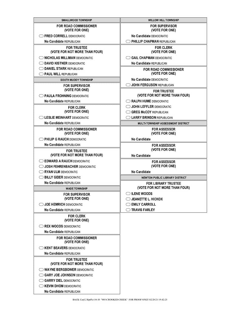Specimen Ballot For April 6 2021 Jasper County Election Jasper