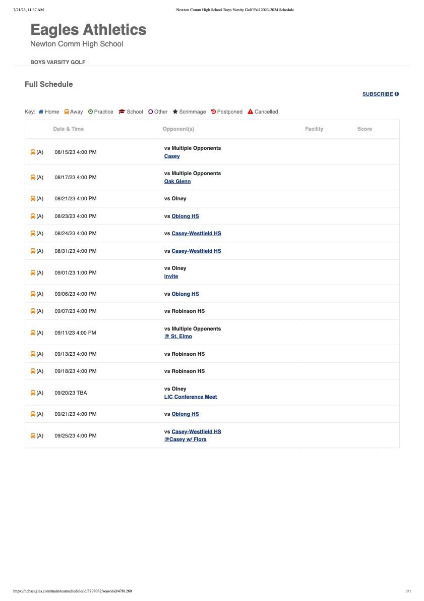 2023 NCHS Fall Sports Schedules – Jasper County Daily News