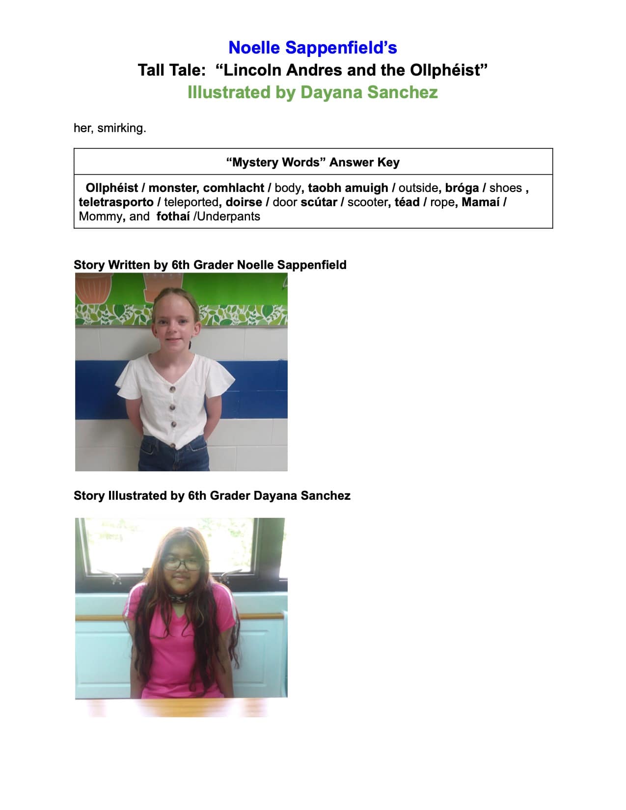 Noelle Sappenfield’s Tall Tale “Lincoln Andres and the Olipheist ...